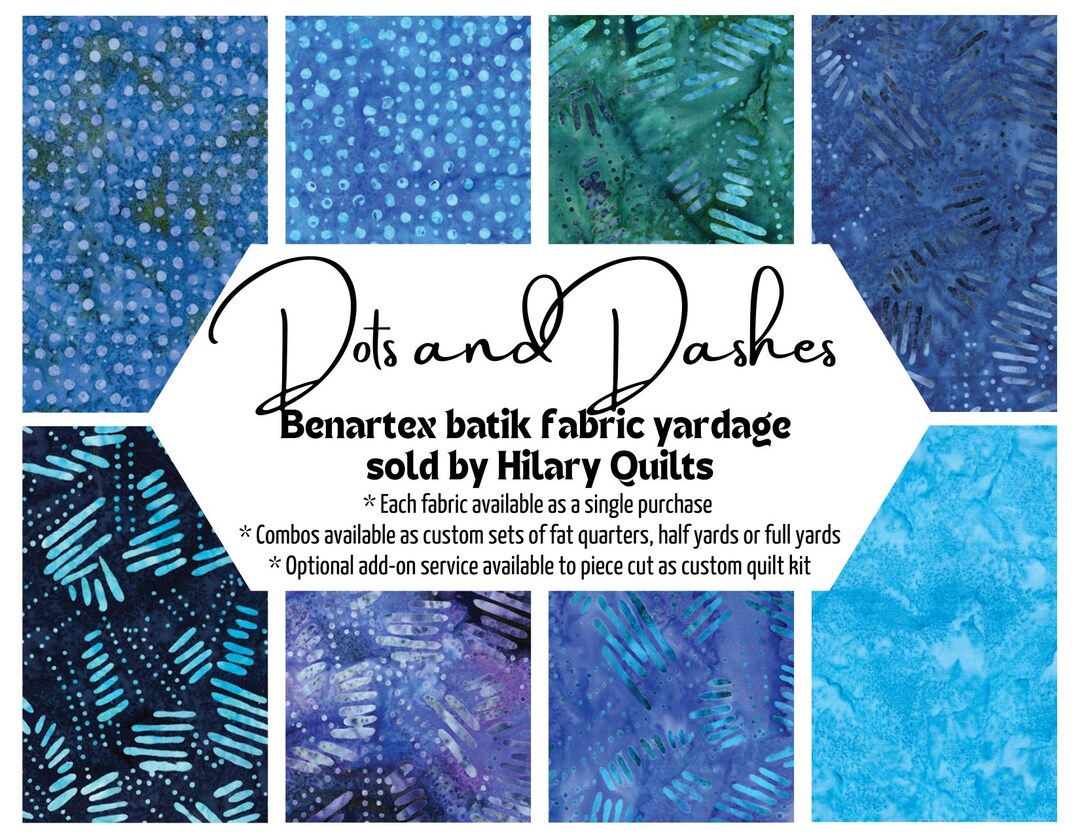 Blue Batik Fabric - Dots & Dashes by Benartex - Sold by Whole or Half ...