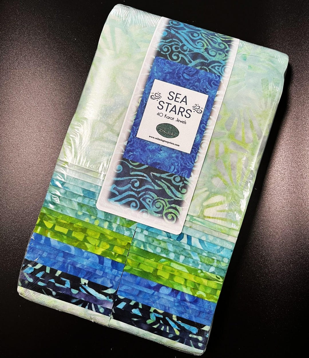 Sea Stars Blue and Green Batik Fabric 2 1/2 Inch Precut Strips (package ...