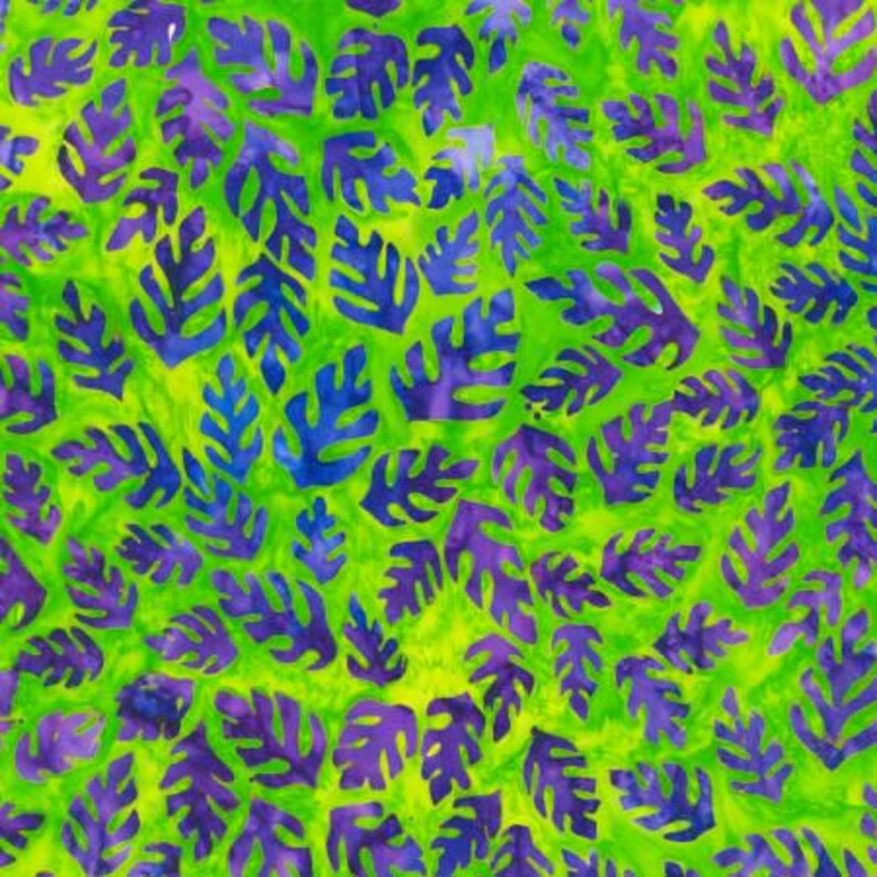 Totally Tropical Ferns in Blue and Green Batik Fabric - Robert Kaufman ...
