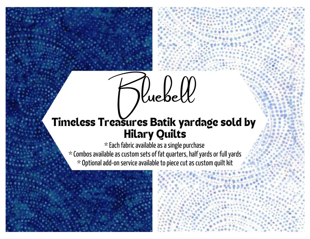 Bluebell Blue Batik Fabric Collection by Timeless Treasures in 2 ...