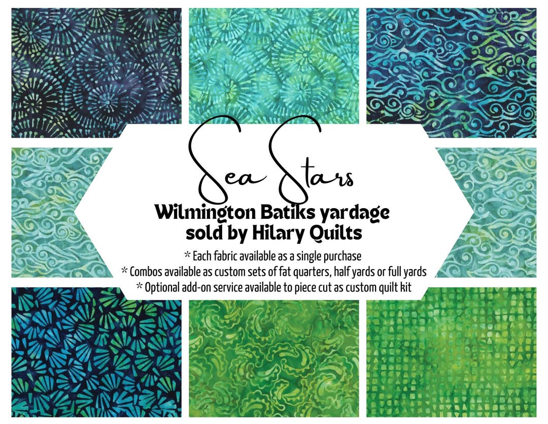 Sea Stars Ocean Waves Blue Batik Fabric in 7 Variations by Wilmington ...