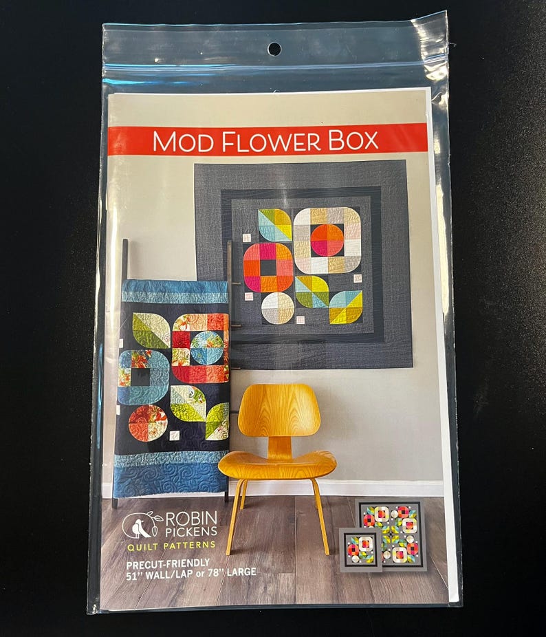 Mod Flower Box Quilt Pattern Pre-cut Friendly in 2 Sizes 51 Wall/lap or ...