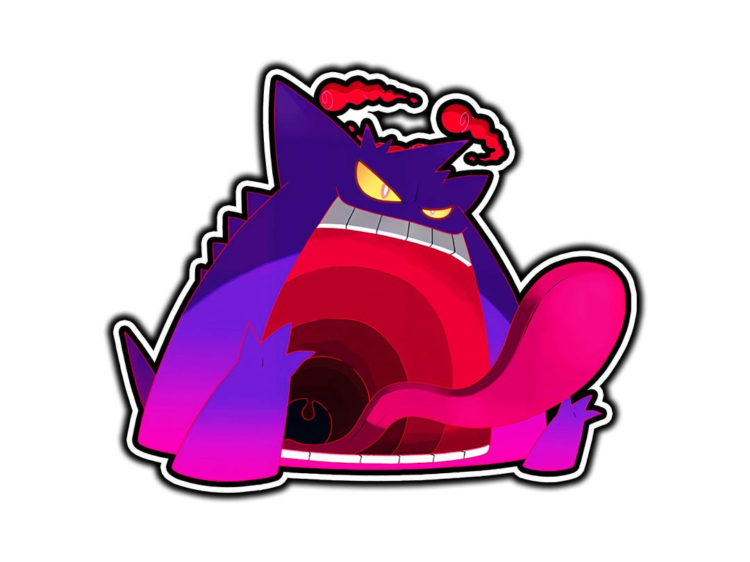 Gengar Gigantamax Cute Anime Sticker | Waterproof Vinyl Decal for ...
