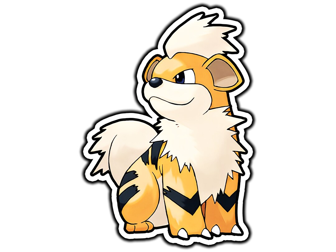 Growlithe Cute Anime Sticker | Waterproof Vinyl Decal for Laptop, Water ...