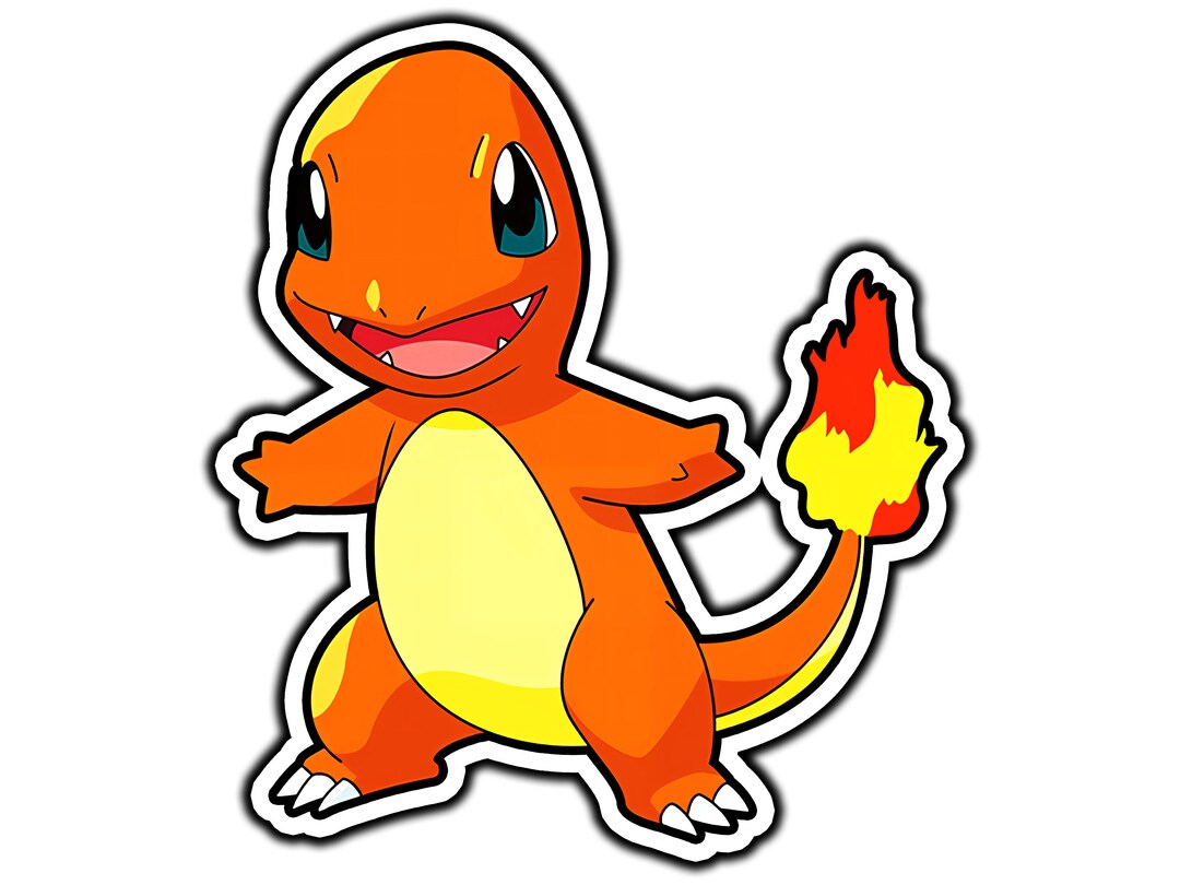 Charmander Cute Anime Sticker | Waterproof Vinyl Decal for Laptop ...