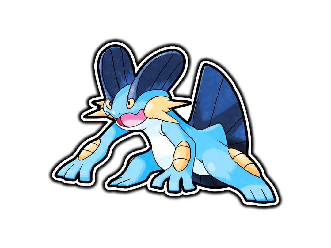 Swampert Cute Anime Sticker | Waterproof Vinyl Decal for Laptop, Water ...