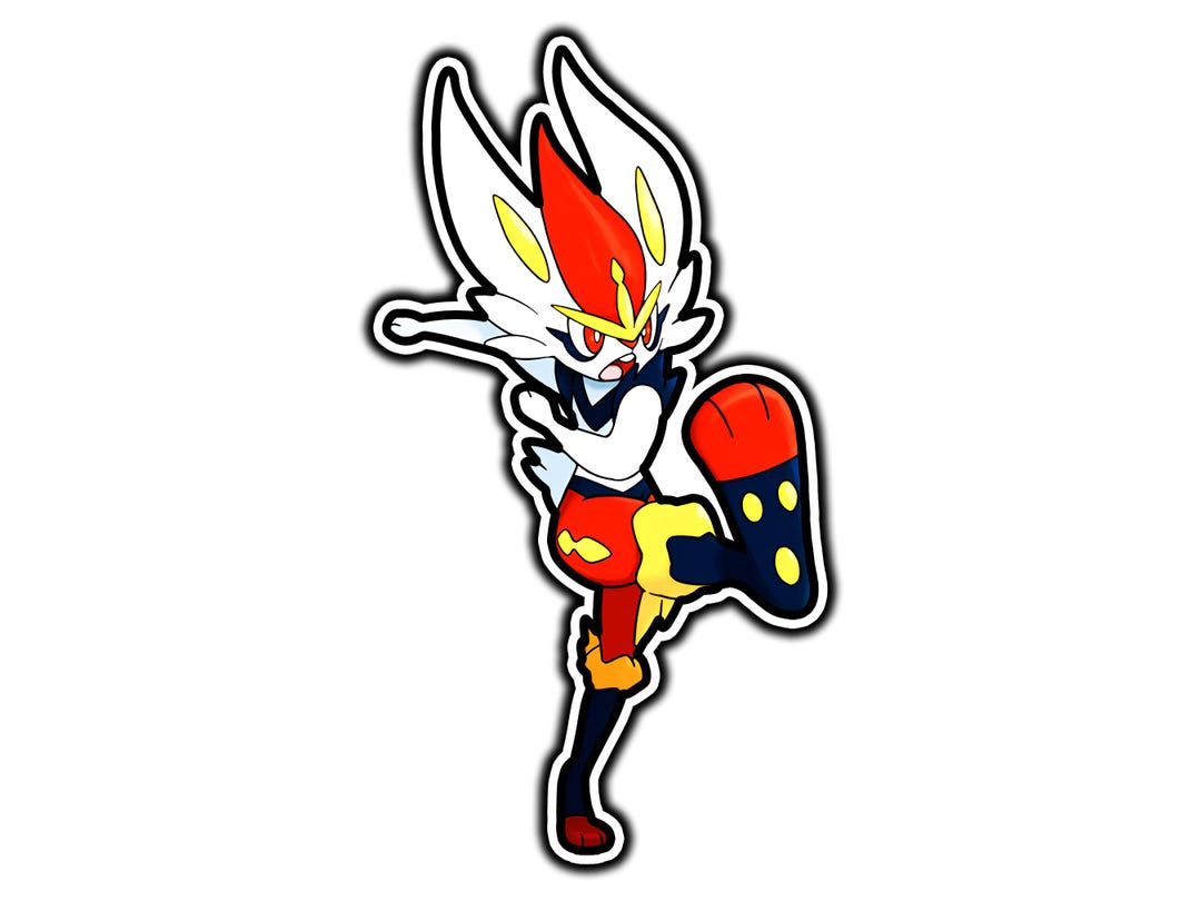Cinderace Cute Anime Sticker | Waterproof Vinyl Decal for Laptop, Water ...