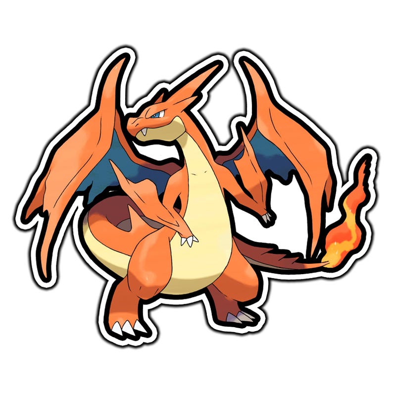 Mega Charizard Y Cute Anime Sticker | Waterproof Vinyl Decal for Laptop ...