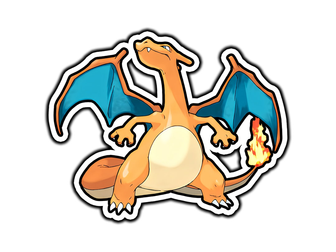 Charizard Cute Anime Sticker | Waterproof Vinyl Decal for Laptop, Water ...