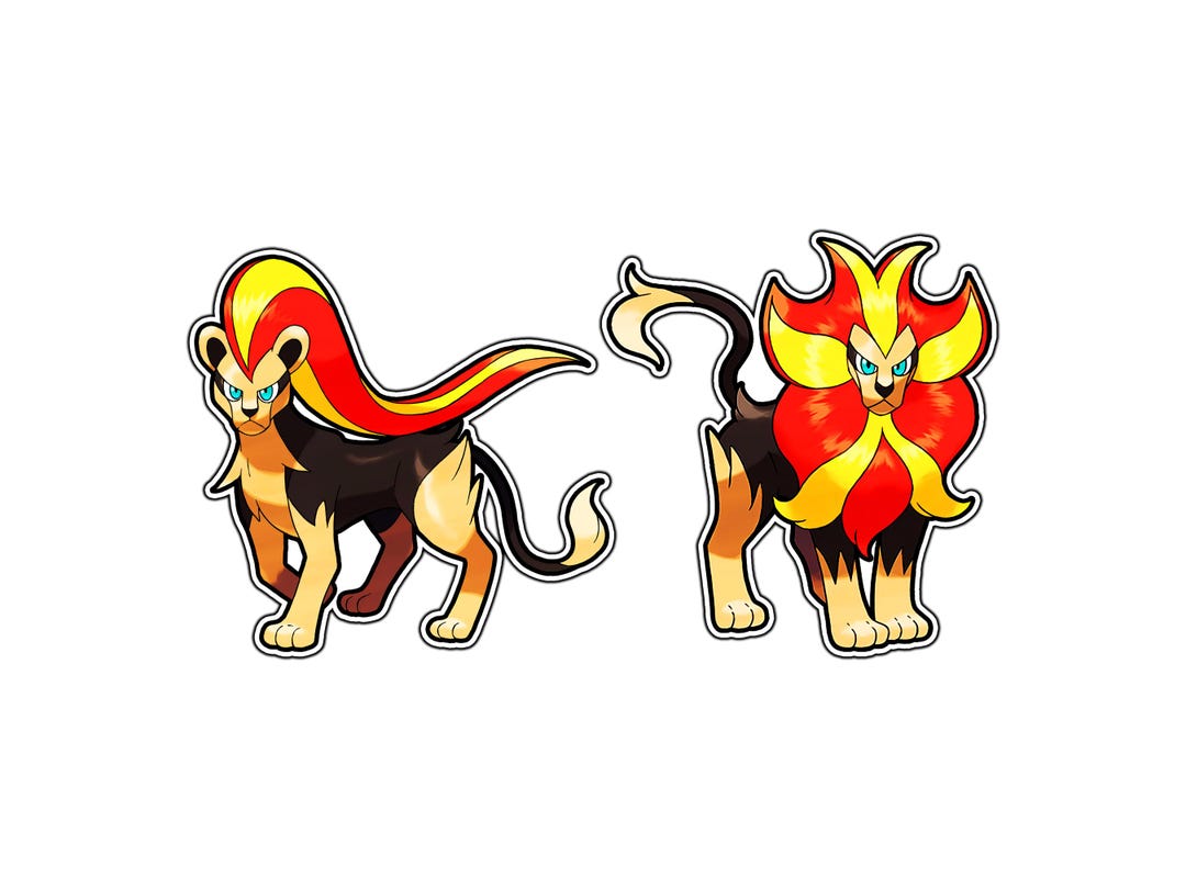 Pyroar Cute Anime Sticker | Waterproof Vinyl Decal for Laptop, Water ...