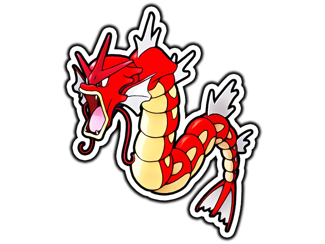 Shiny Red Gyarados Cute Anime Sticker | Waterproof Vinyl Decal for ...