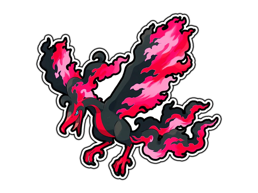 Galarian Moltres Cute Anime Sticker | Waterproof Vinyl Decal for Laptop ...