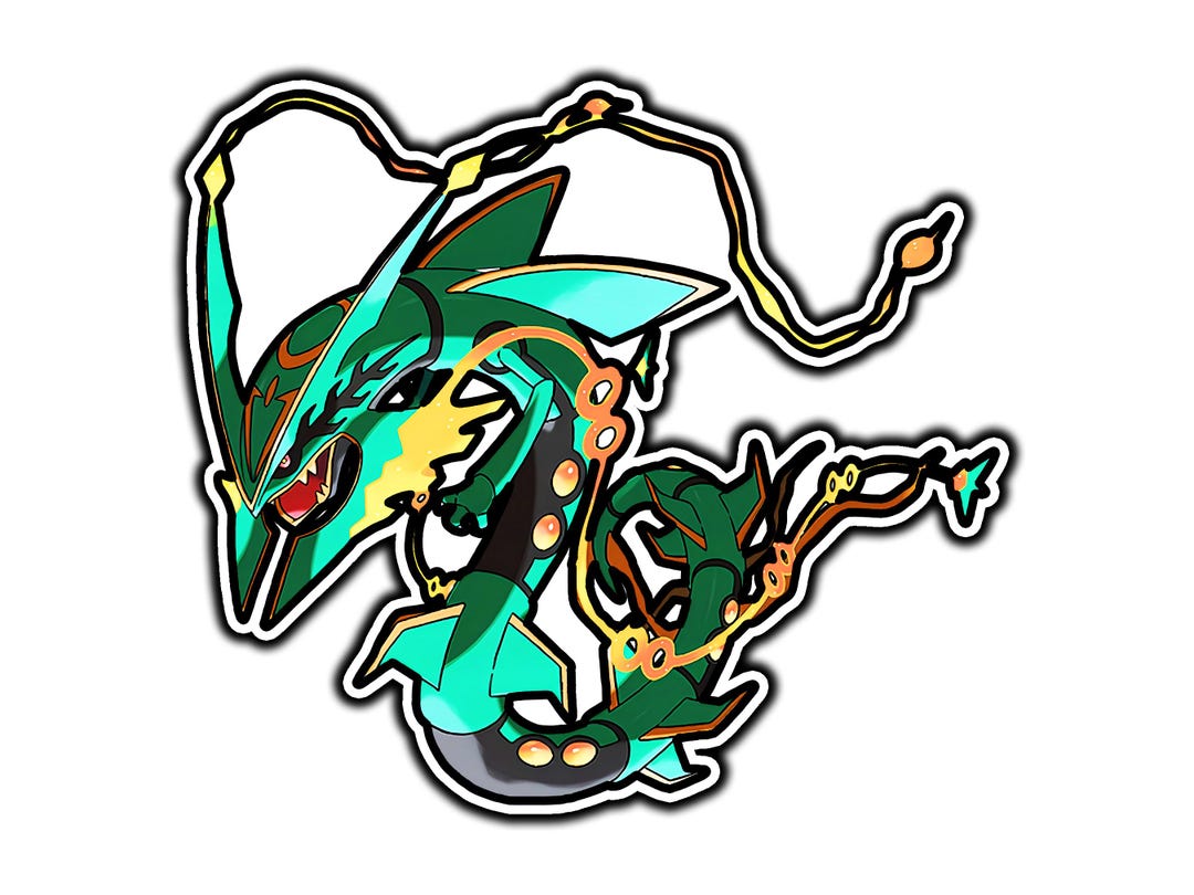 Mega Rayquaza Cute Anime Sticker | Waterproof Vinyl Decal for Laptop ...