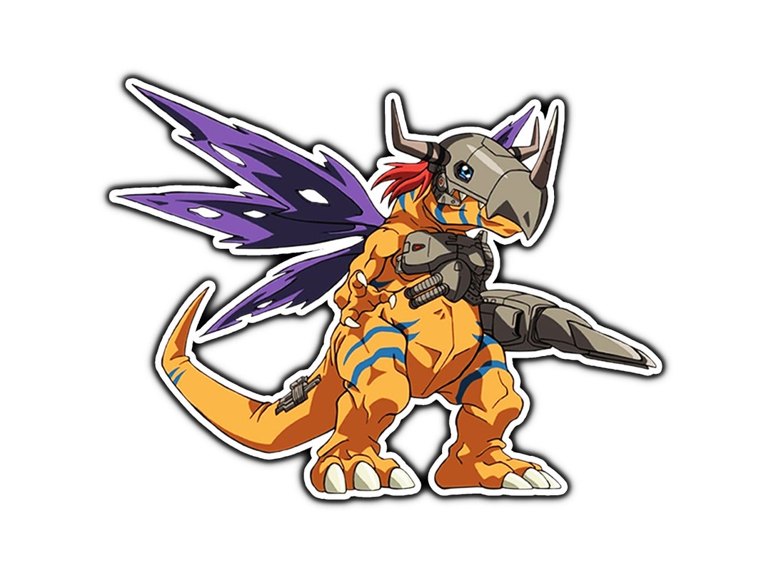 Metal Greymon Anime Sticker | Waterproof Vinyl Decal for Laptop, Water ...