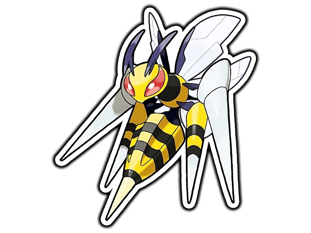 Mega Beedrill Cute Anime Sticker | Waterproof Vinyl Decal for Laptop ...