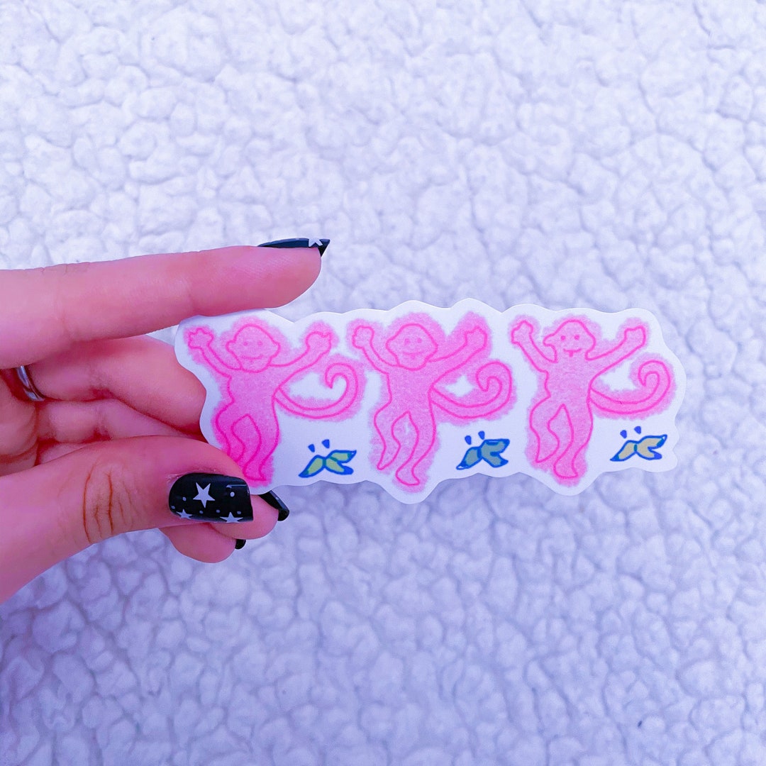 Roller Rabbit Monkeys Sticker Pink - Etsy