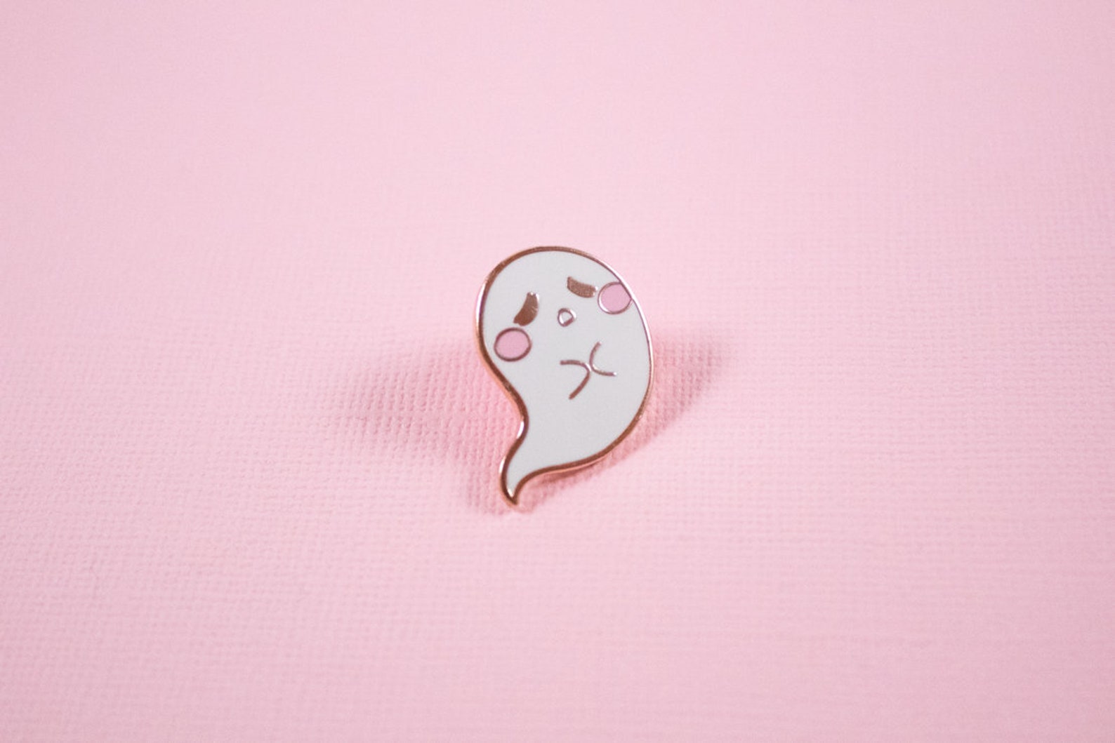 Shy Ghost Hard Enamel Pin Rose Gold Spooky Kawaii Badge - Etsy