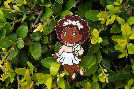 Lara Bookworm Cottagecore Girl Hard Enamel Pin Rose Gold | Etsy