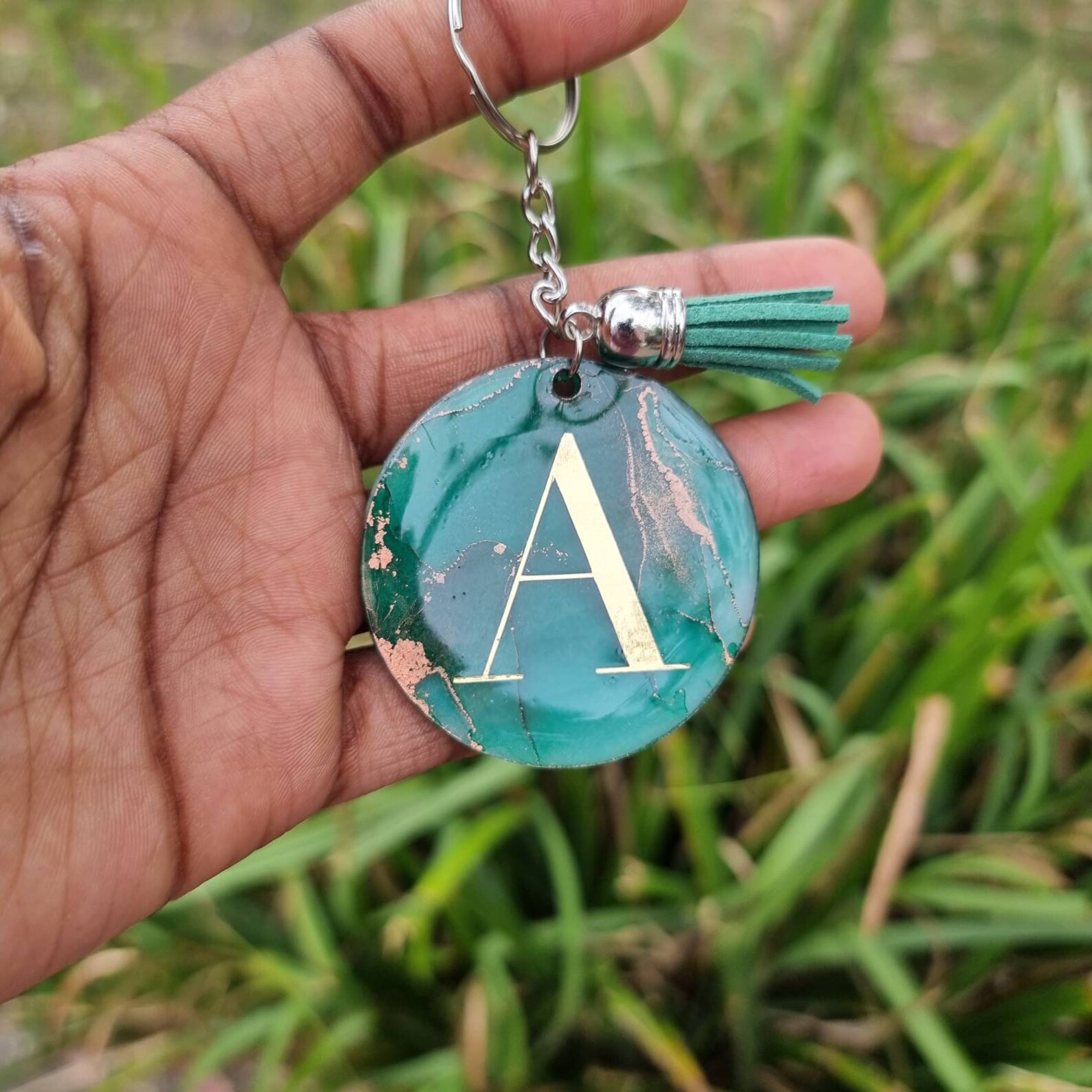 Custom Personalised Resin Initial Keyring | Hexagon / Circle Keychain ...
