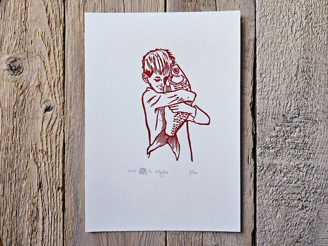 Linocut "hold Iii" A4 - Etsy