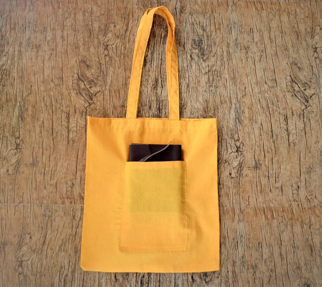 Handmade Yellow Canvas Tote Bag: Unisex Double Strap Shopper - Etsy