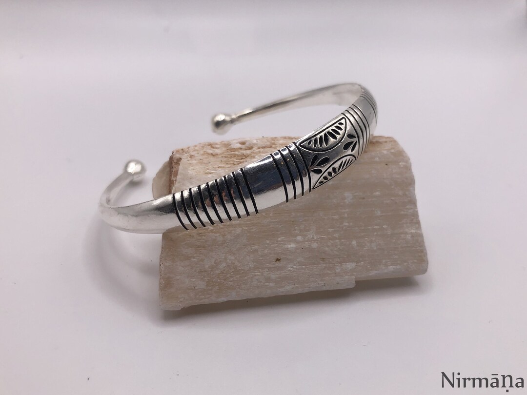Silver Berber Cuff Bracelet • Moroccan Tribal Bangle • Unisex Boho ...