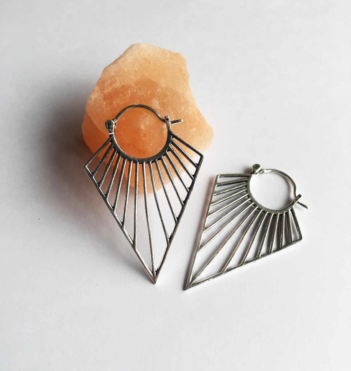 Geometric Pointy Earrings Grid Earrings Diamond Hoop - Etsy