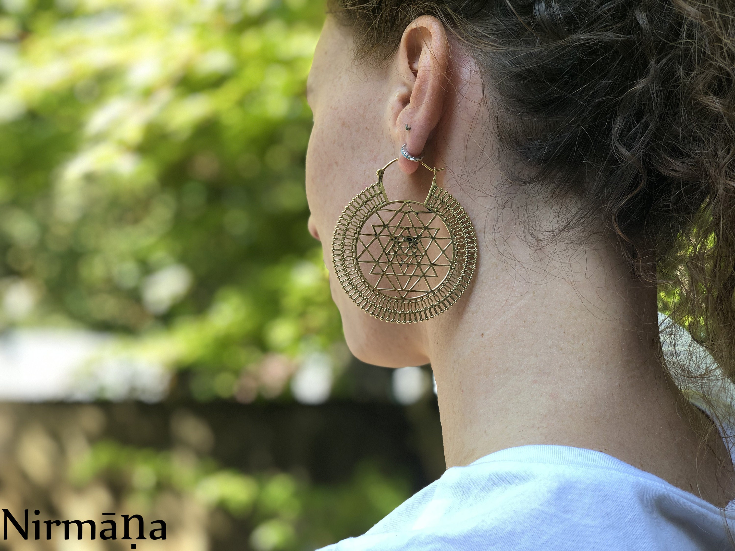 Silver Large Mandala Hoops SRI YANTRA Yoga Earrings Sacred - Etsy