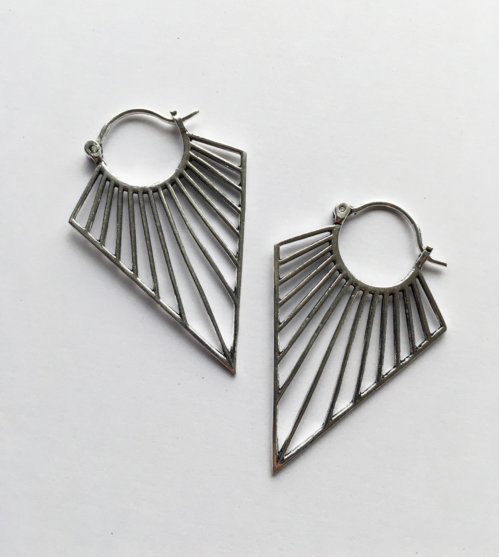 Geometric Pointy Earrings Grid Earrings Diamond Hoop - Etsy