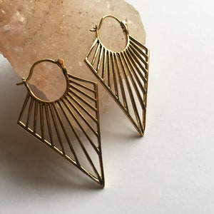 Geometric Pointy Earrings, Grid Earrings, Diamond Hoop Earrings ...