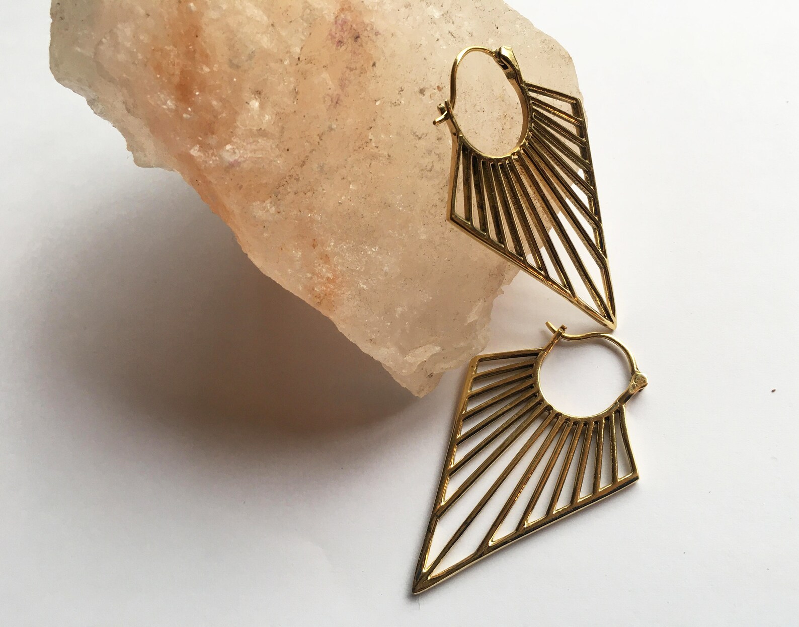 Geometric Pointy Earrings Grid Earrings Diamond Hoop - Etsy