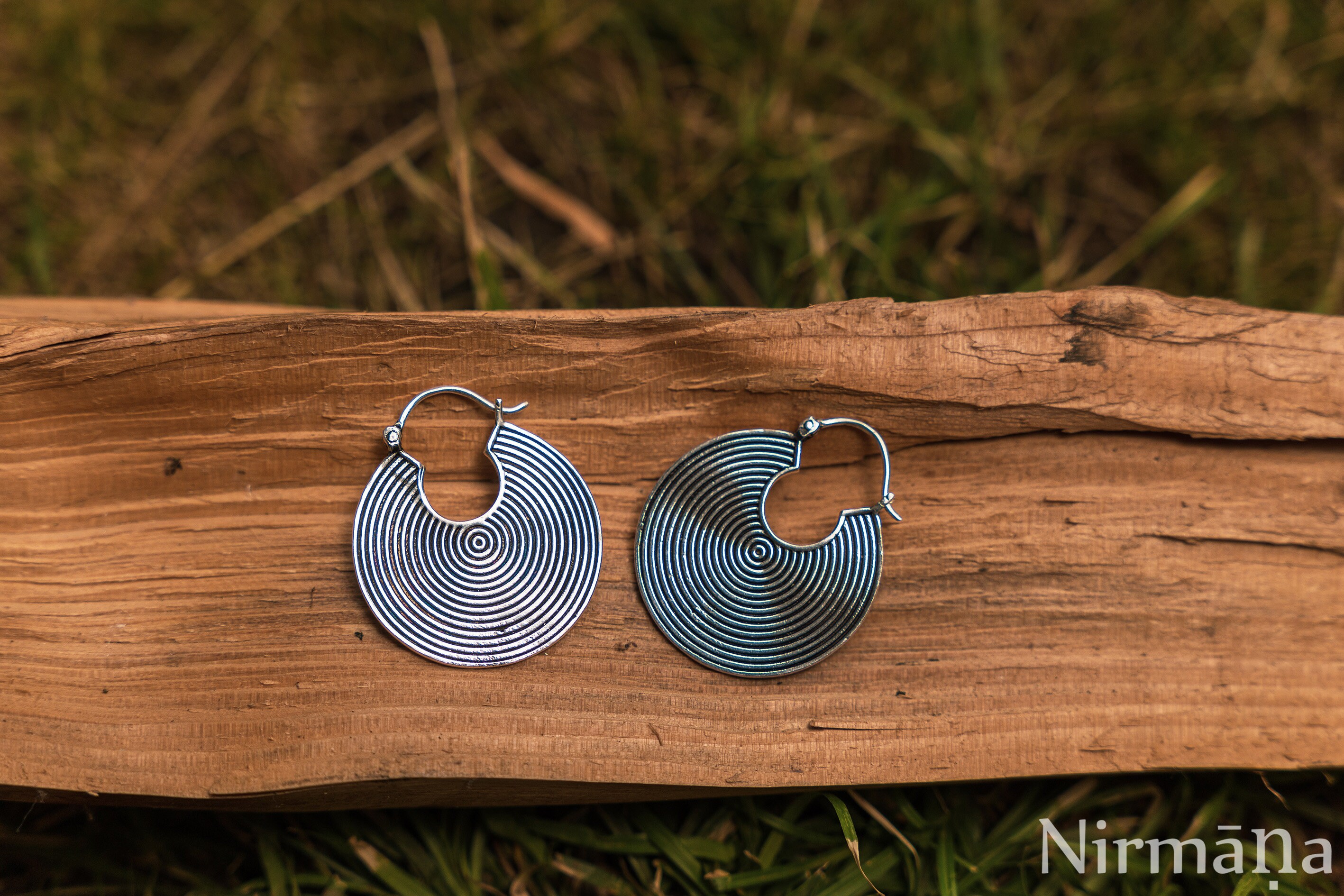 Hoop Disc Earrings, Silver Elegant Gypsy Hoops Circle Earrings, Moon ...