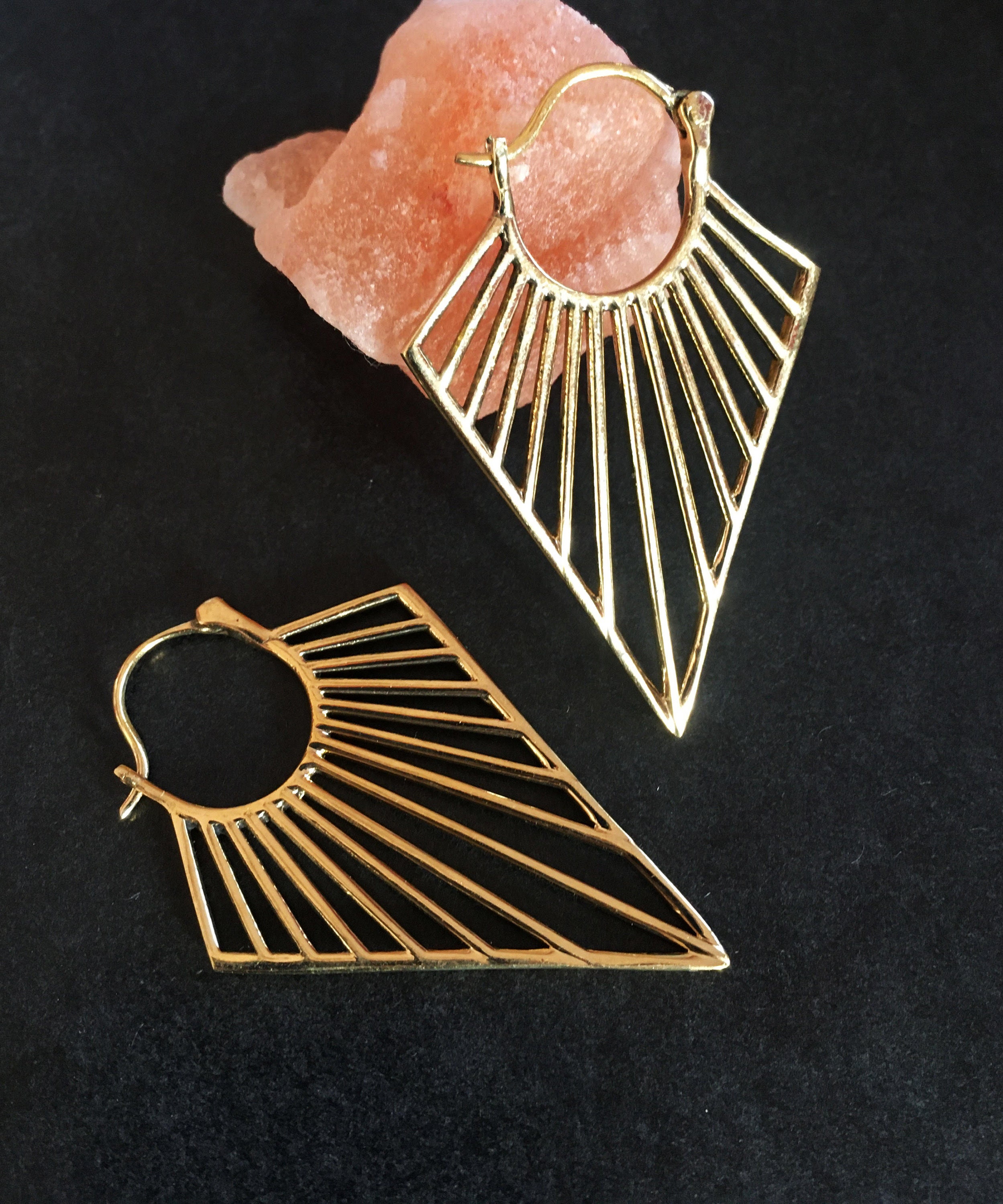 Geometric Pointy Earrings Grid Earrings Diamond Hoop - Etsy