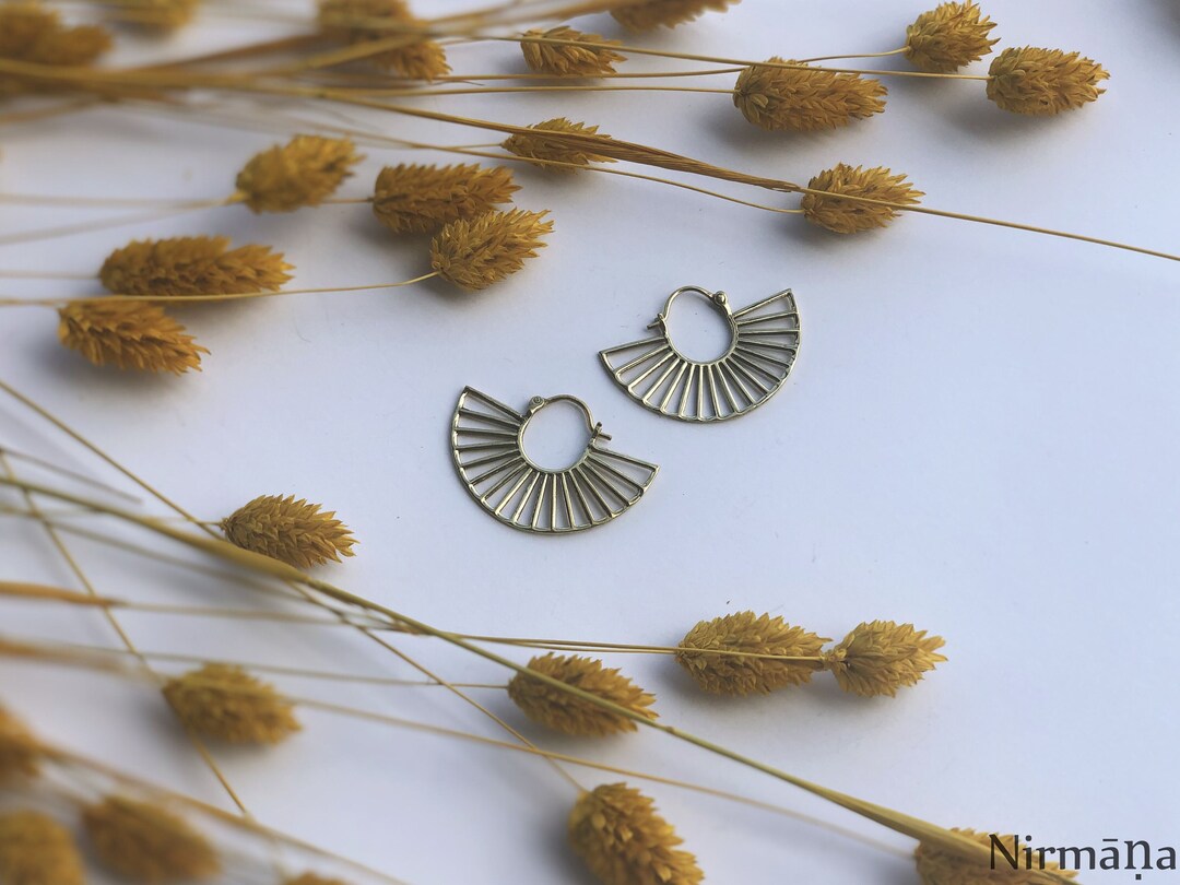 Handmade Fan Hoop Earrings - Art Deco Earrings Small Fan Earrings ...
