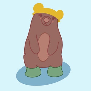 Rainy Day Bear Tulip Sticker - Etsy