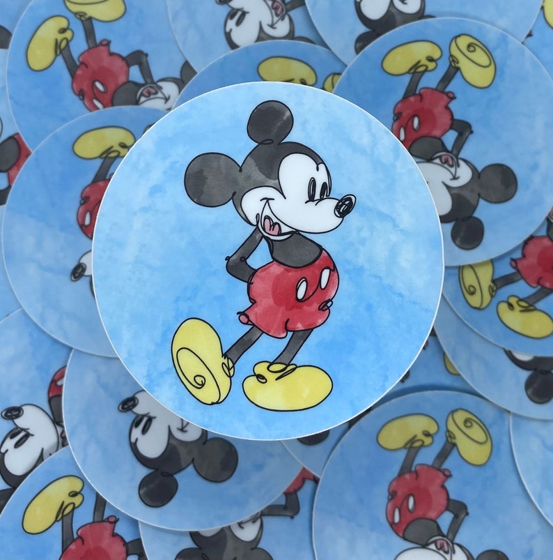 Mickey Mouse Inspired Line Art Sticker - Etsy