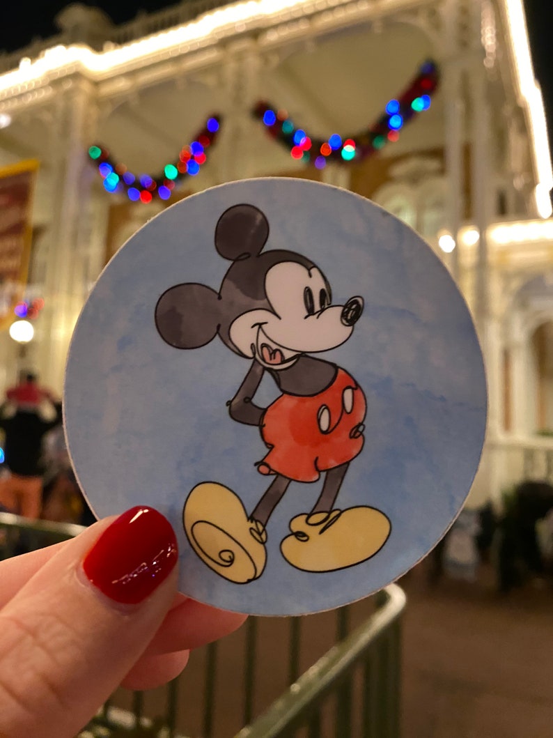 Mickey Mouse Inspired Line Art Sticker - Etsy