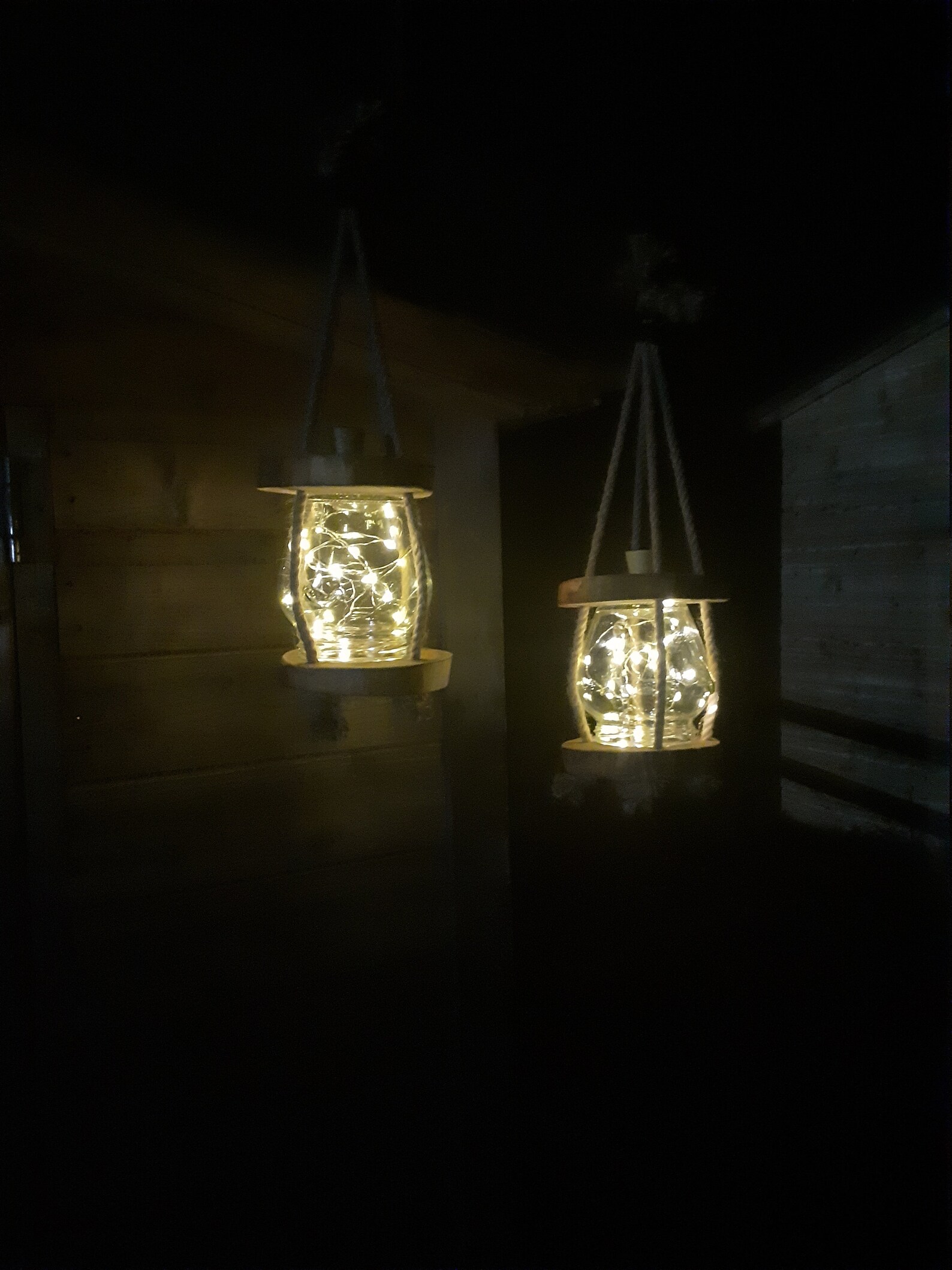 Hanging Lantern Firefly Natural Materials Solar Powered Rustic Handmade ...