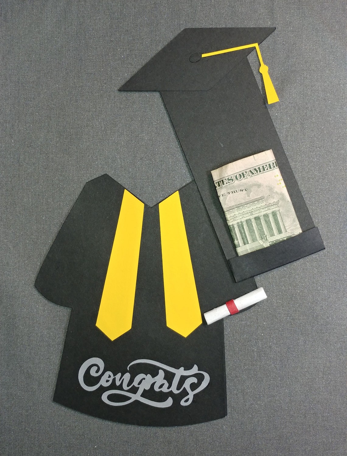 Graduation Gift Card Holder, Customizable Cap and Gown Graduation Card ...