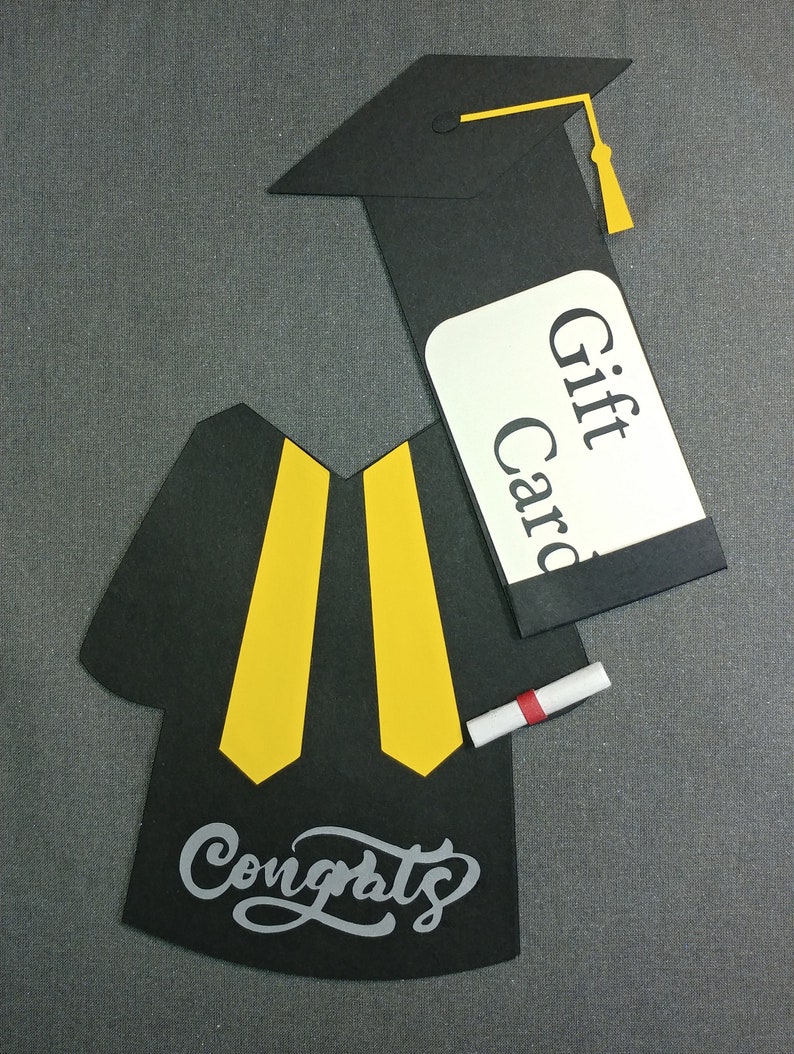 Graduation Gift Card Holder, Customizable Cap and Gown Graduation Card ...