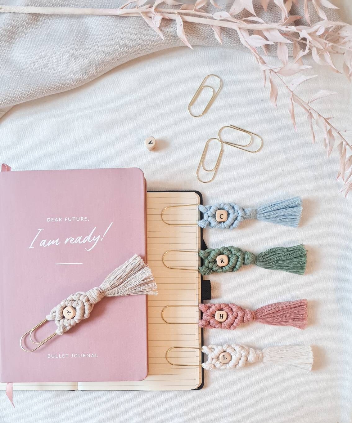 Handmade Macrame Personalized Bookmark boho Paper Clip Planner ...