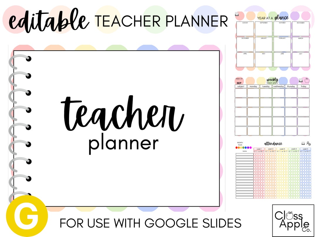 Google Slides Editable Teacher Planner With a Pop of Color - Teaching ...