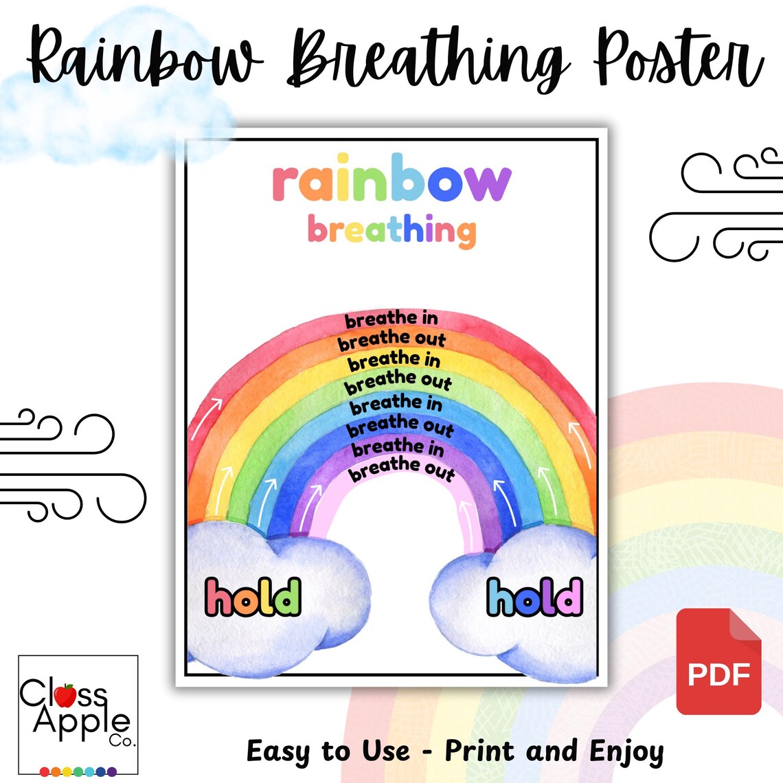 Rainbow Breathing Poster PDF | Calm Corner Printable | Mindfulness ...