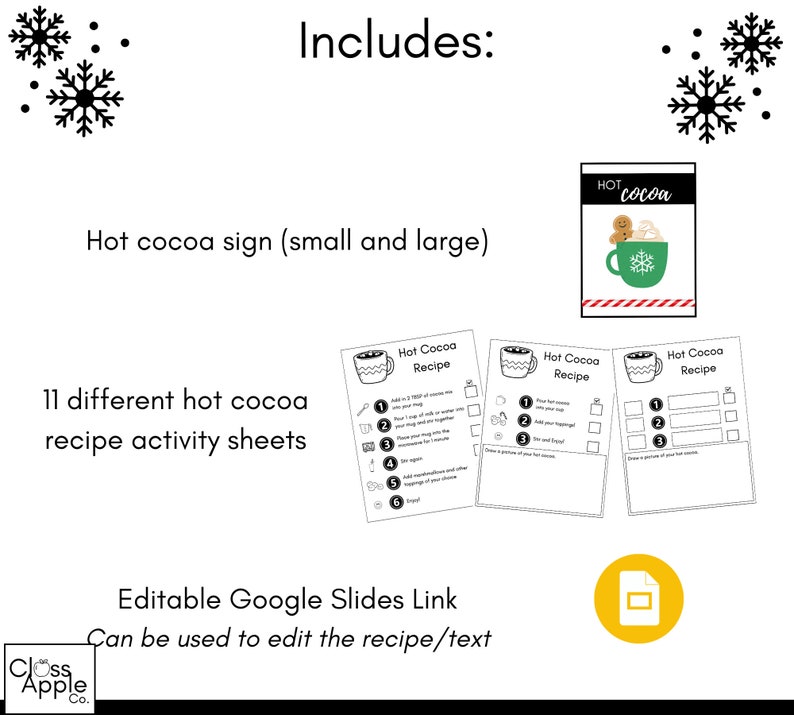 Hot Cocoa Activity for Class Christmas/holiday Party - Editable Text ...