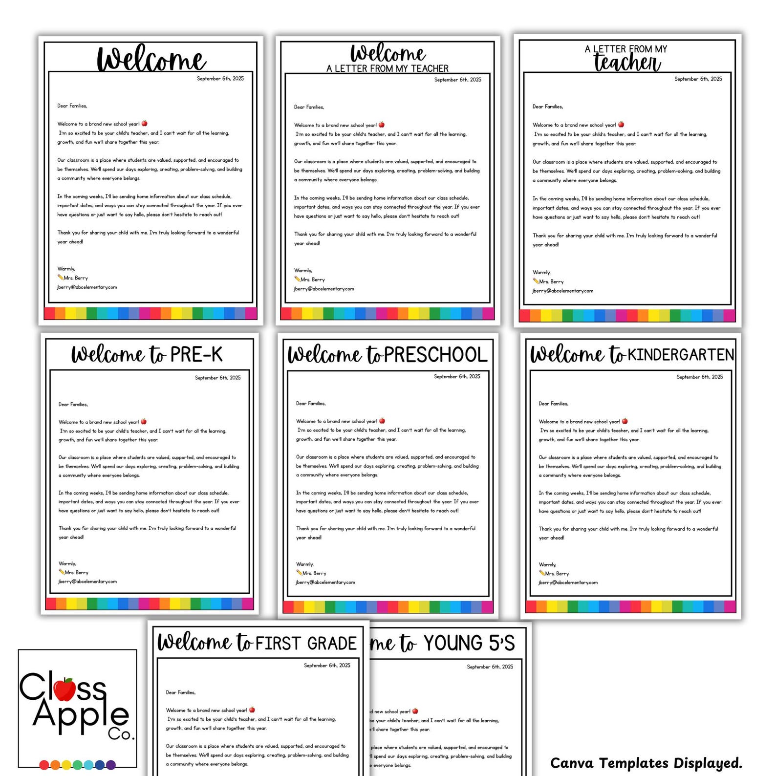 Editable Welcome Letter Template for Teachers | 14 Versions for Pre-k ...