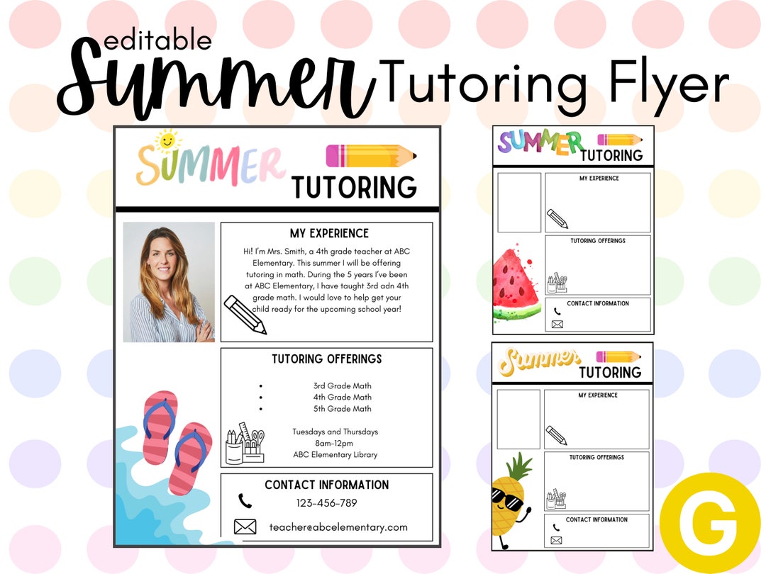 Editable Summer Tutoring Flyer to Use With Google Slides - Easy to ...