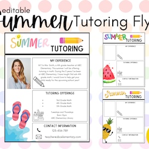Editable Summer Tutoring Flyer to Use With Google Slides - Easy to ...
