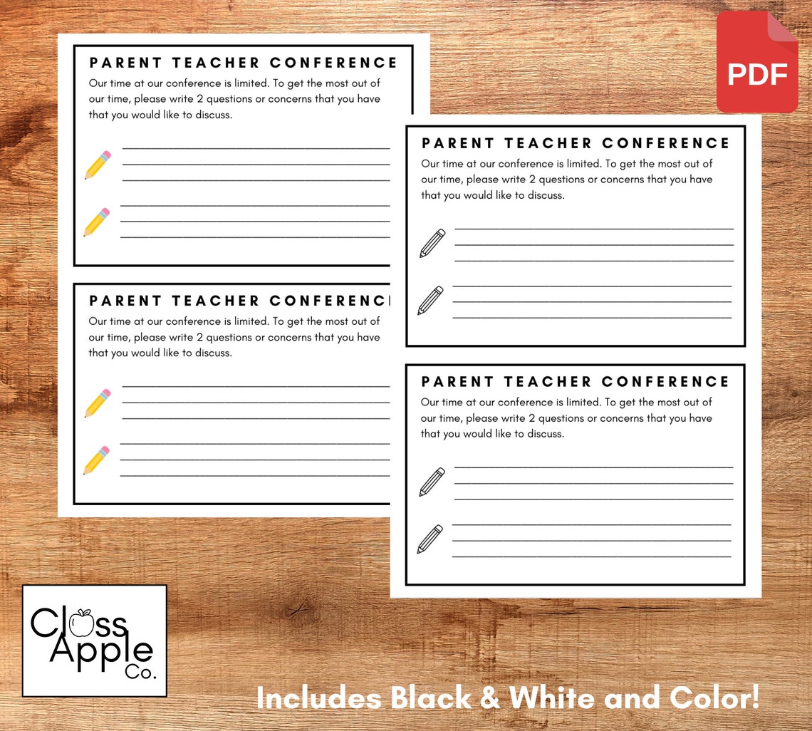 Parent-teacher Conference Reminders, Question Sheet, In-progress Sign ...