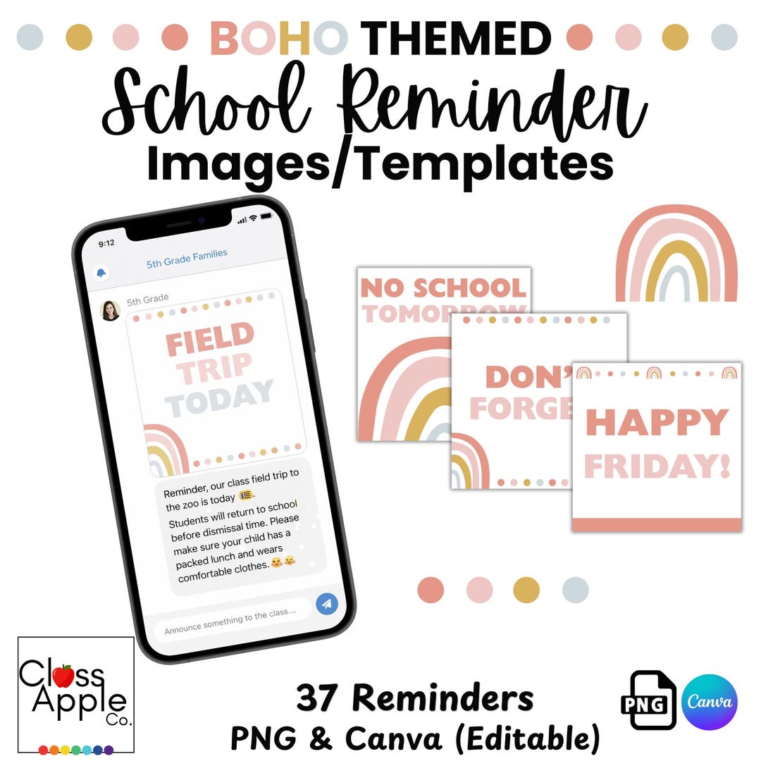 Editable School Reminder Templates for Teachers | Canva Parent ...