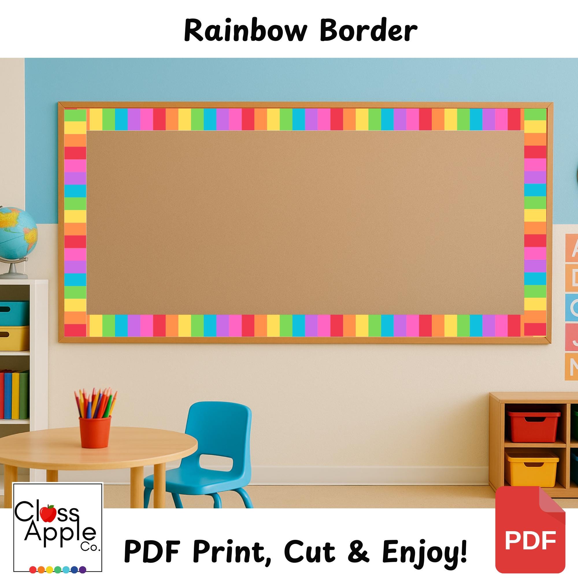 Printable Bulletin Board Borders PDF | Rainbow Classroom Decor ...